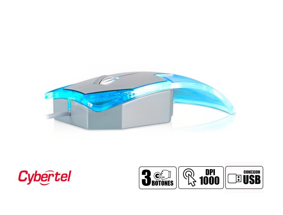 MOUSE CYBERTEL, TRANSPARENTE CON ILUMINACION LED, SENSOR HASTA 1000 DPI ...
