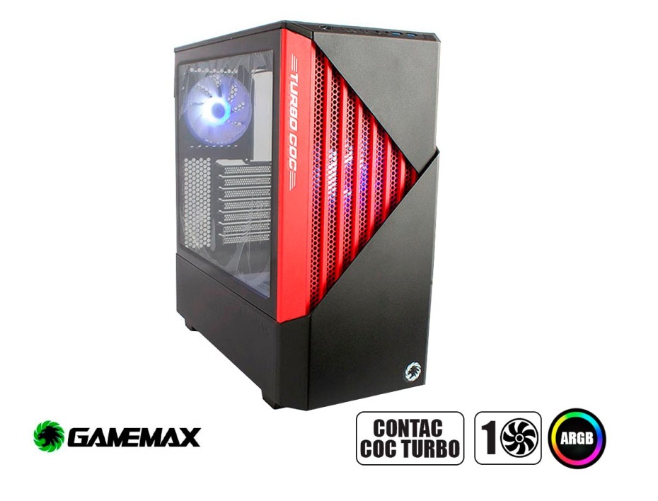 CASE GAMEMAX CONTAC COC TURBO SIN FUENTE, CON PANEL TRASERO DE VIDRIO ...