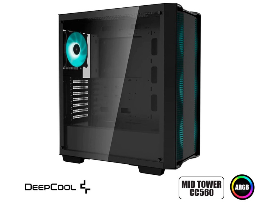 CASE DEEPCOOL MID TOWER CC560 ARGB, NEGRO (R-CC560-BKTAA4-G-1)