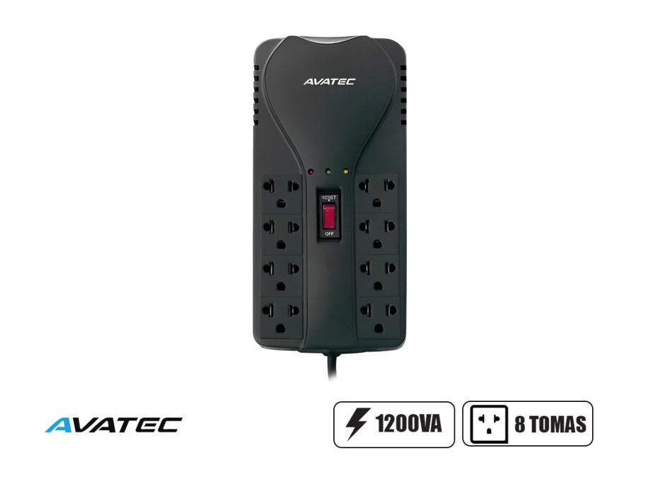 ESTABILIZADOR AVATEC 1200VA, 8 TOMAS INCLUIDO 2 PUERTOS USB DE 3.0 ...
