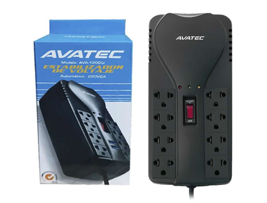 ESTABILIZADOR AVATEC 1200VA, 8 TOMAS INCLUIDO 2 PUERTOS USB DE 3.0 ...