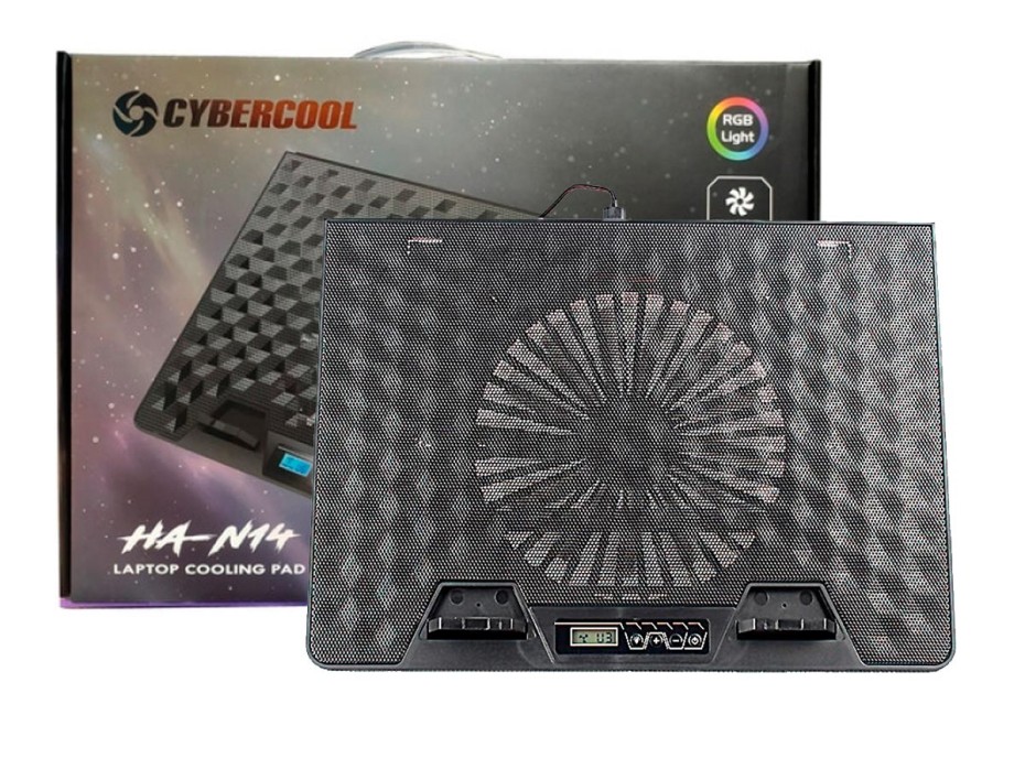 COOLER PARA LAPTOP CYBERCOOL, N14 LED- ILUMINACION RGB (HA-N14)