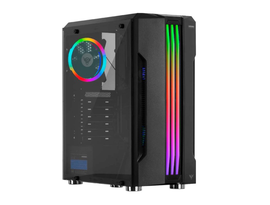 CASE CYBERTEL HUNTER SIN FUENTE NEGRO 1 PANEL VIDRIO LED RAINBOW (MIC ...