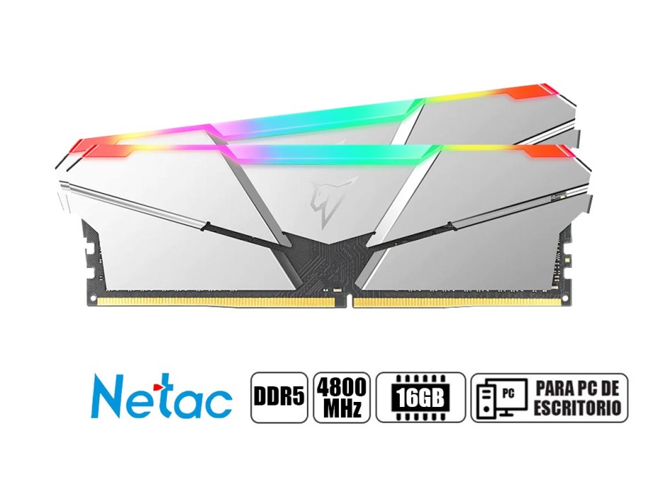 MEMORIA RAM NETAC DDR5 32GB (16GBX2), FRECUENCIA 4800 MHZ, SHADOW ...