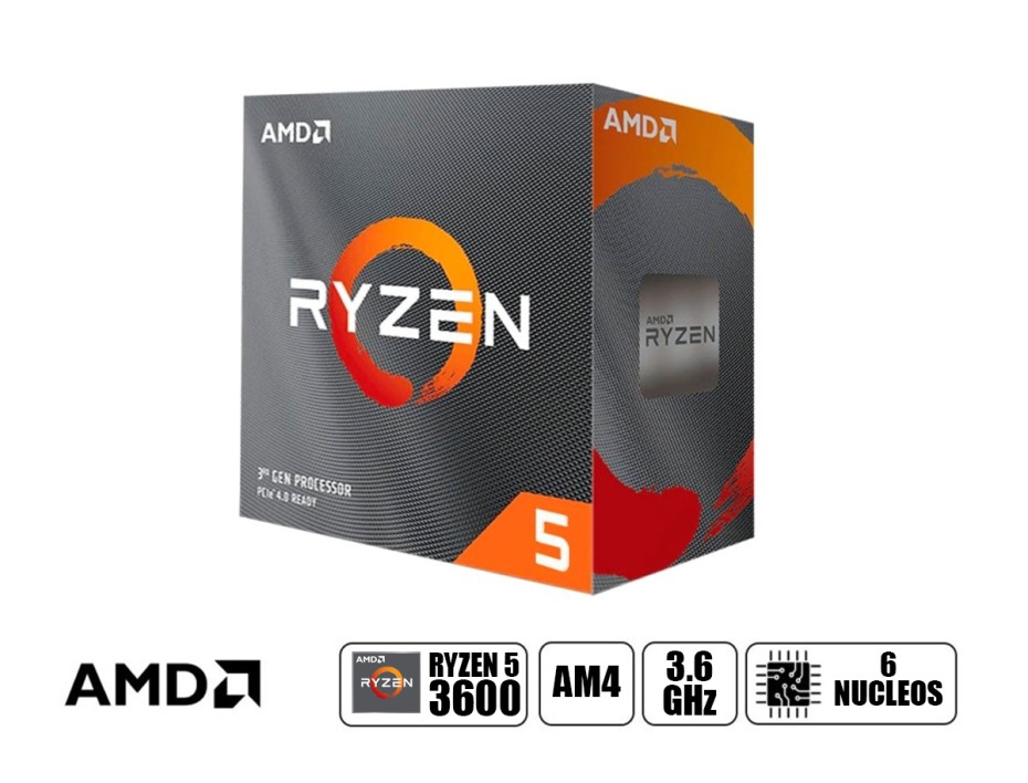 Procesador Amd Ryzen 5 3600 3.6ghz Hasta 4.2ghz 32mb (100-100000031box) Am4, 6 Nucleos