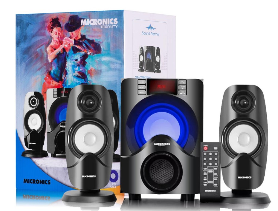 SUBWOOFER MICRONICS ETERNITY 50 WATTS | USB+BT+FM | LED- AZUL (MIC S7416BT)