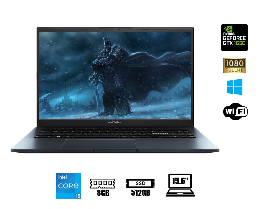 LAPTOP ASUS CORE I5 12450H, GAMER, VIVOBOOK PRO K6500, 15.6" FHD, RAM 8GB, SSD 512GB, VIDEO 1650 ...