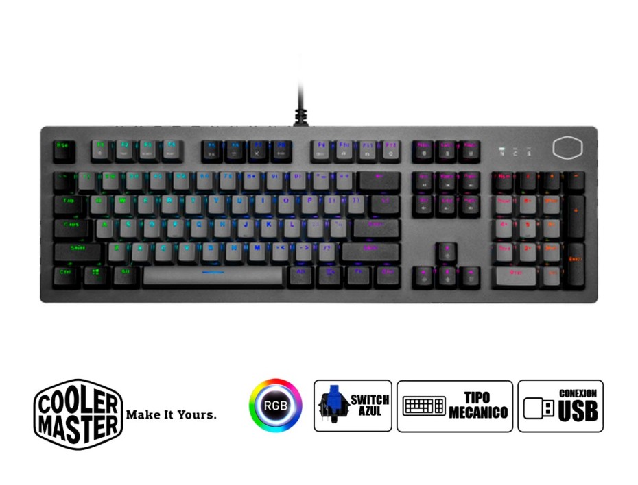 TECLADO COOLER MASTER GAMING MECANICO CK352 SWITCH AZUL (CK-352-GKML1-US)