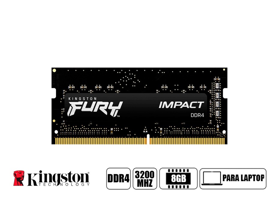 Memoria Para Laptop Sodimm Kingston Fury Ddr4 8gb Impact (kf432s20ib/8) 3200 Mhz