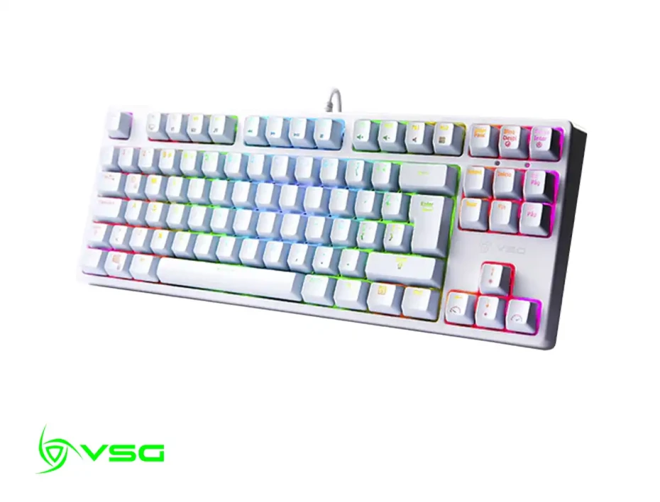 Teclado Gamer Vsg Alnitak (vg-km982-wht-blu) Mecanico, Switch Blue, Led Rgb, Blanco