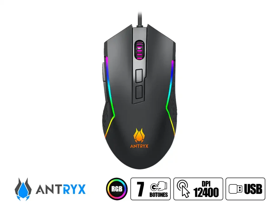 Combo 2 En Uno Antryx Chrome Storm Gc-5600 (agc-5600kbl-sp) Switch Blue, Led Rgb, Negro, Mouse 7 ...